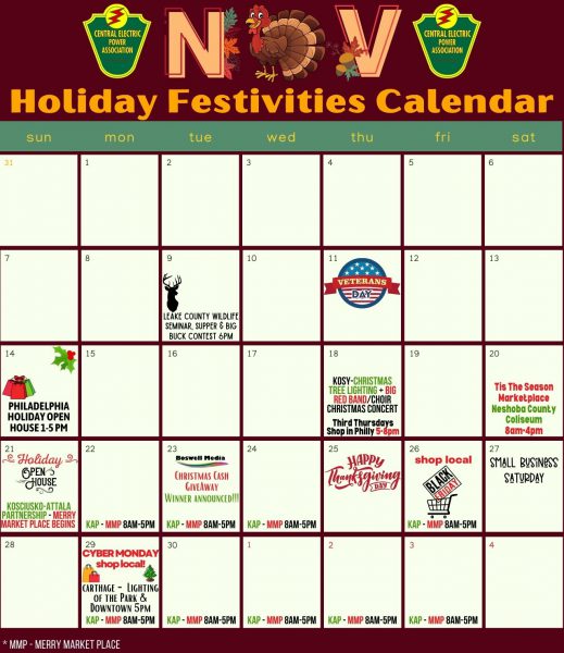 CEPA Holiday Festivities Calendar - Kicks96news.com - Central ...
